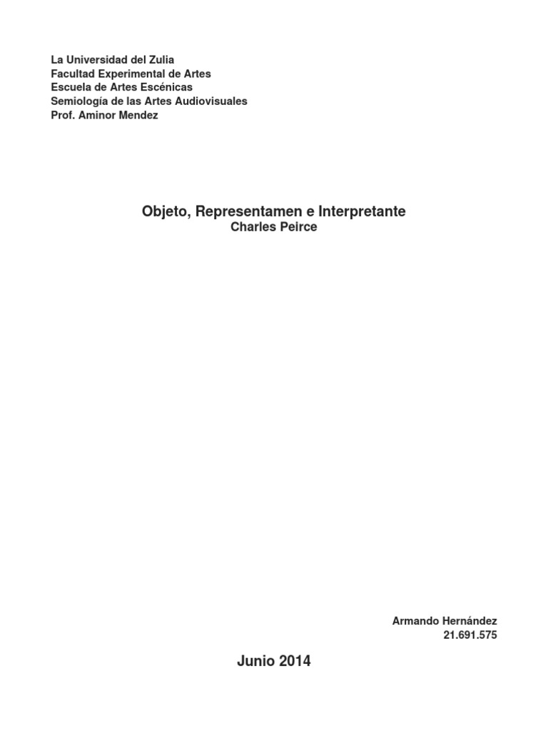 Peirce - Objeto, Representamen e Interpretante - Junio 2014 | PDF ...