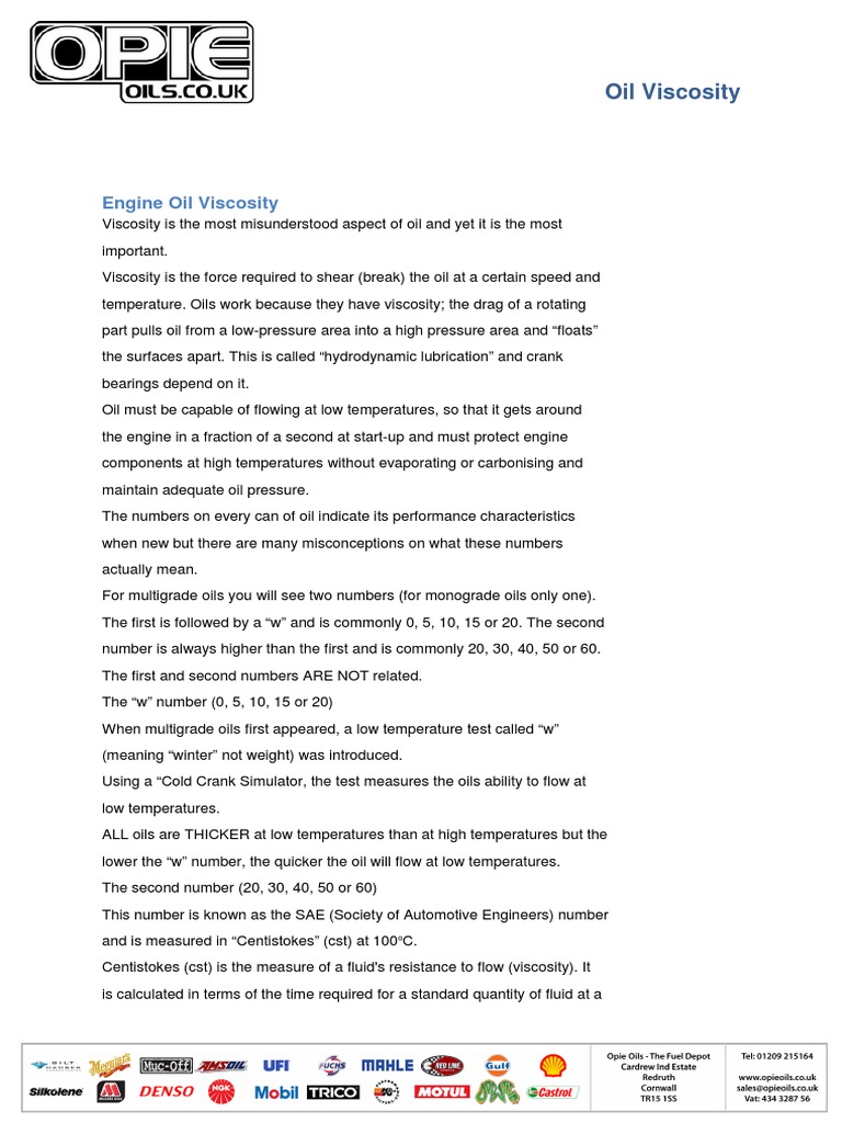 Understanding Oil Viscosity: A Guide to Engine Oil Numbers, Grades, and ...