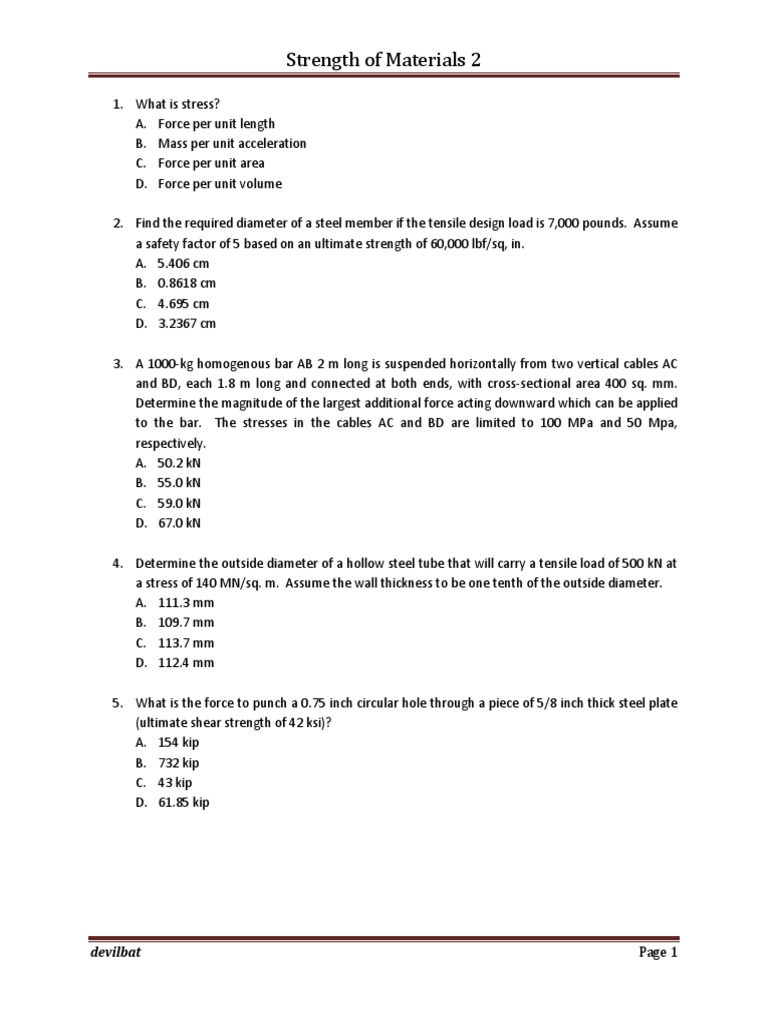 Strength of Materials | PDF | Strength Of Materials | Ultimate Tensile ...
