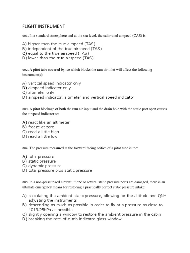 Instrument Question Bank | PDF | Airspeed | Gyroscope