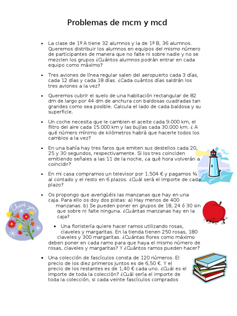 Problemas de MCM y MCD | PDF