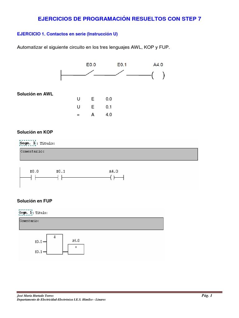 Ejercicios de programación resueltos con Step 7 | PDF | Poco | Decimal codificado en binario