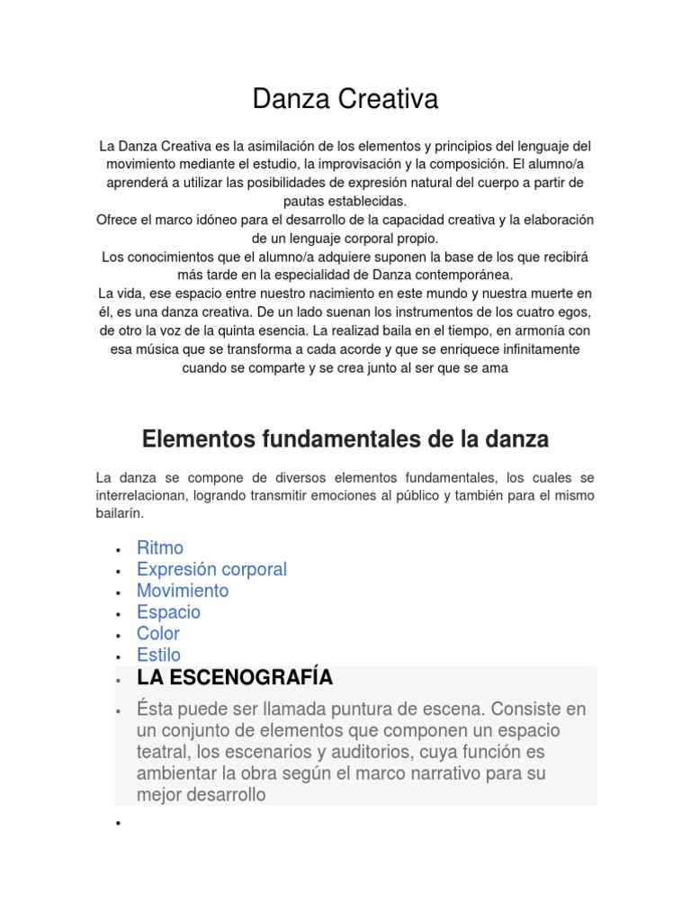 Danza Creativa | PDF | Bailes | Ballet