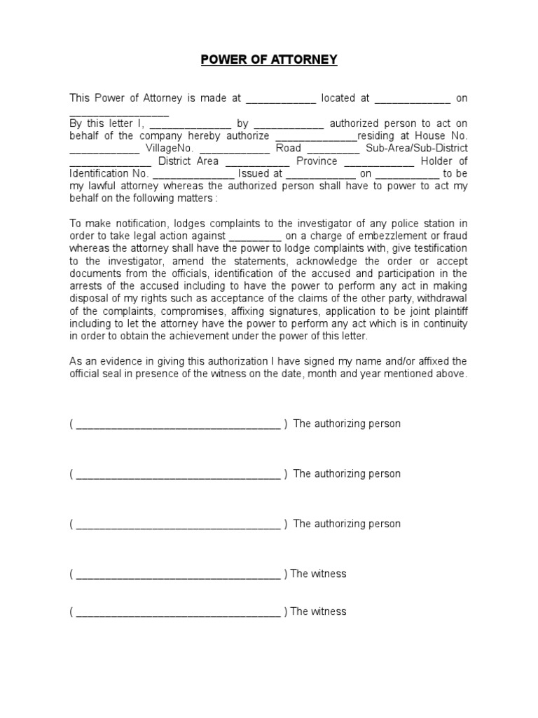 Power of Attorney | PDF