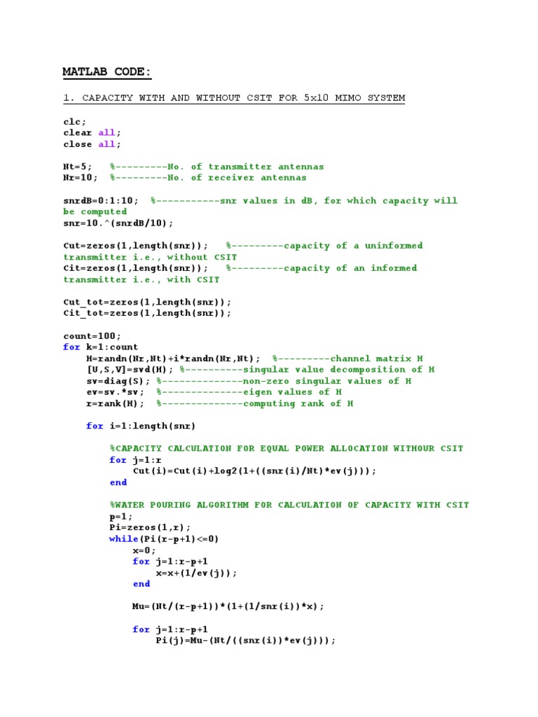 Mimo Matlab Code | PDF