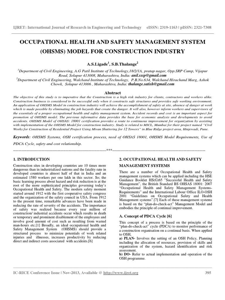 Occupational Health and Safety Management System | Occupational Safety ...