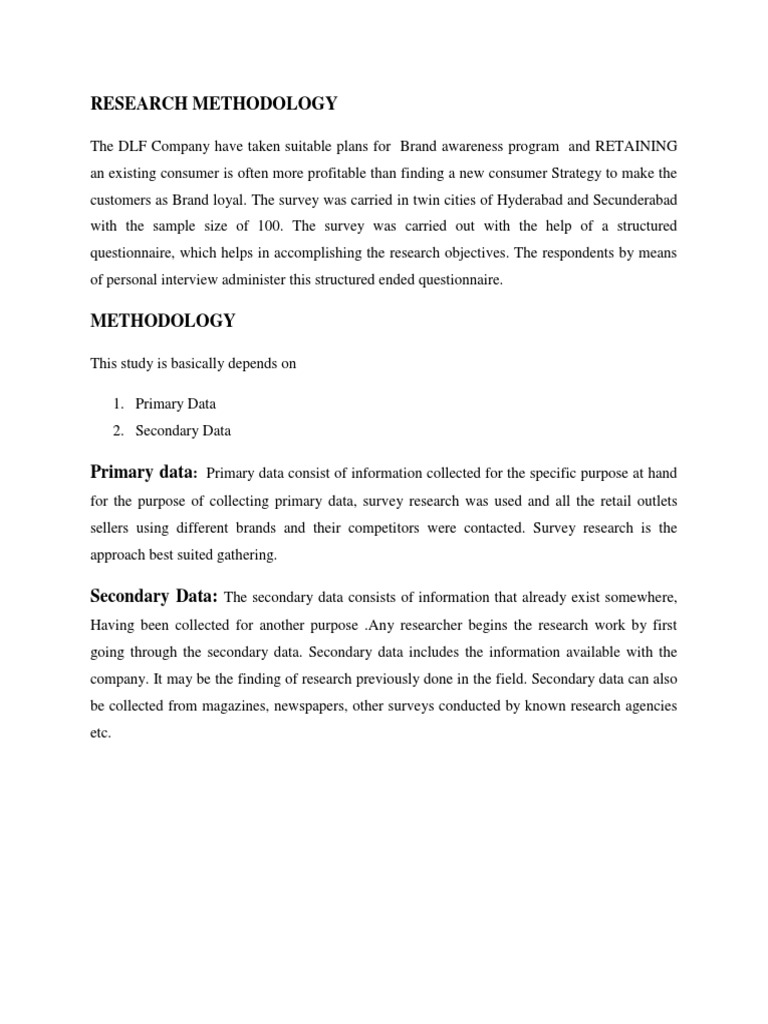 Research Methodology:: Primary Data Consist of Information Collected ...