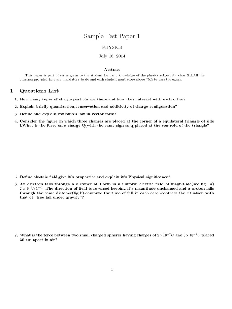 Physics Question Paper Through Latex | PDF
