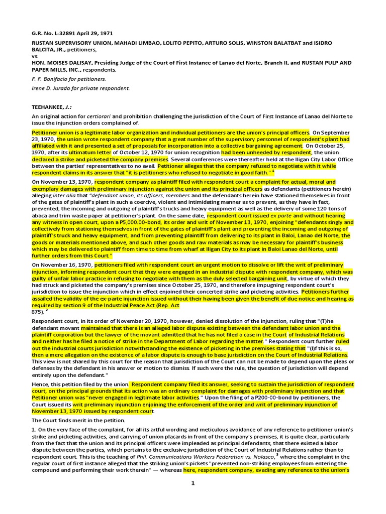 Labor Dispute Jurisdiction Ruling | PDF | Unfair Labor Practice ...