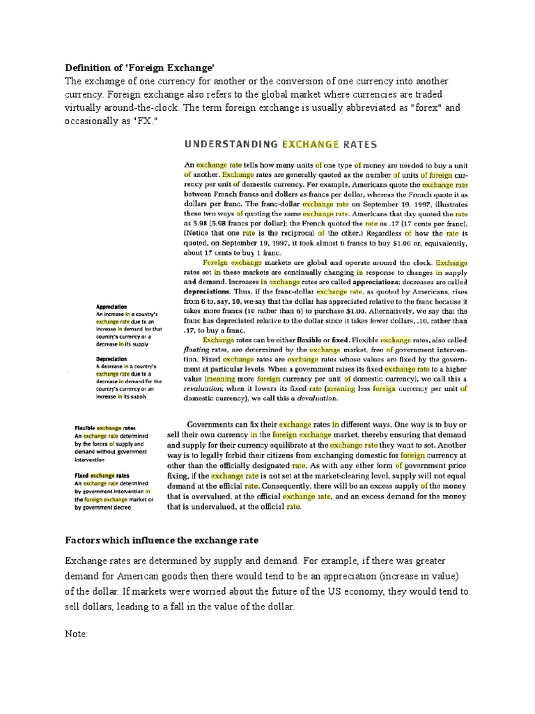 Definition of 'Foreign Exchange' | PDF | Exchange Rate | Foreign ...