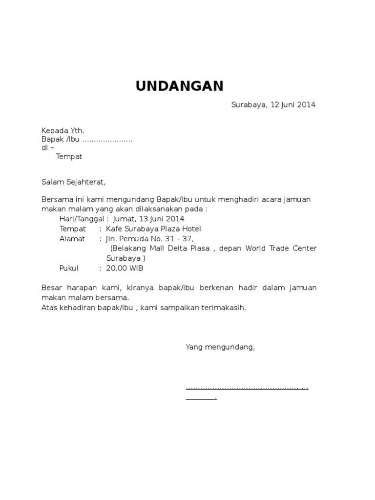 Undangan Makan Malam Resmi di Surabaya | PDF | Seni