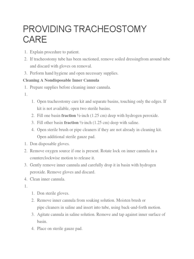 Providing Tracheostomy Care: Cleaning A Nondisposable Inner Cannula ...