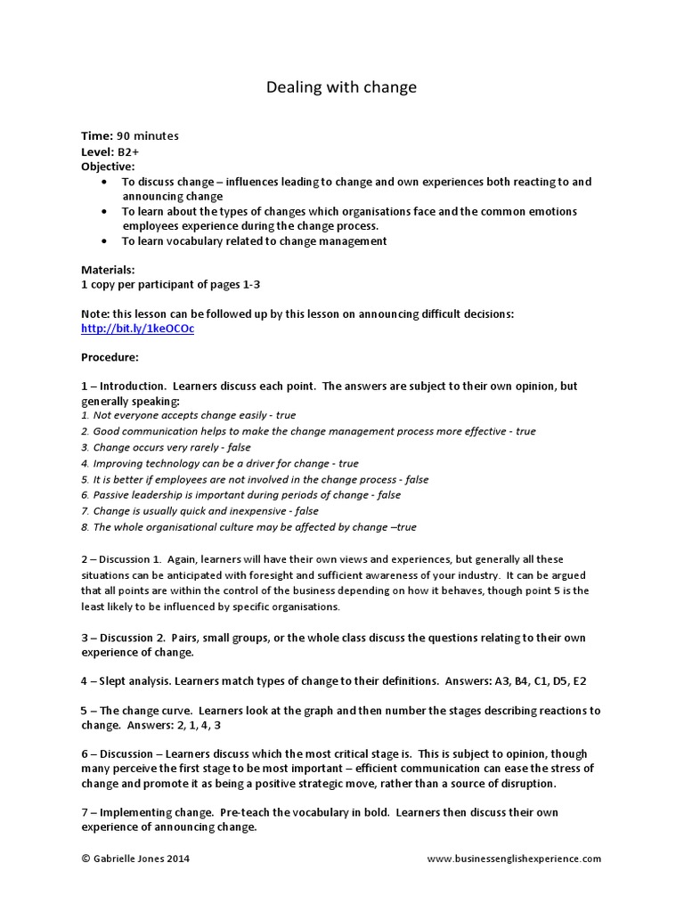 Dealing With Change | PDF | Change Management | Organizational Culture