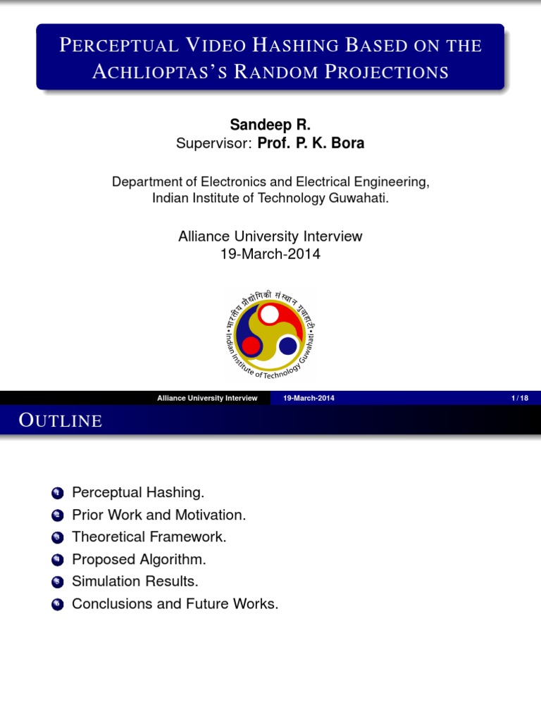 Perceptual Video Hashing Based On The Achlioptas's Random Projections | PDF | Algorithms ...