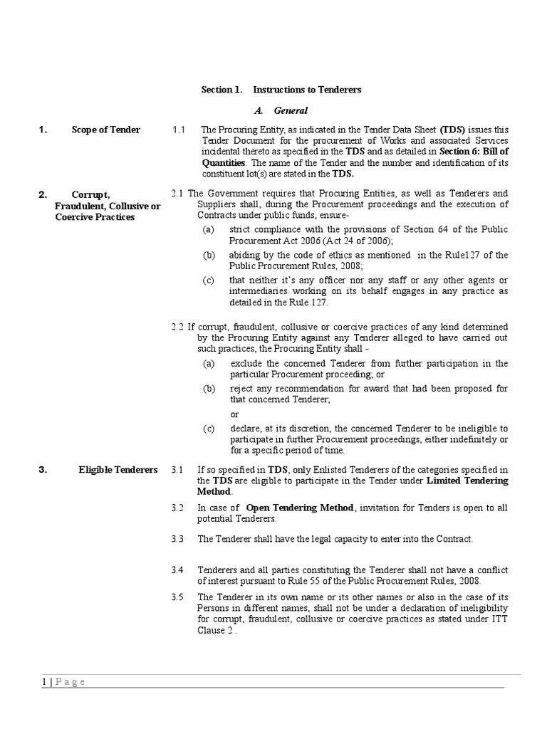 Section 1. Instructions To Tenderers: A. General | PDF | Authentication ...