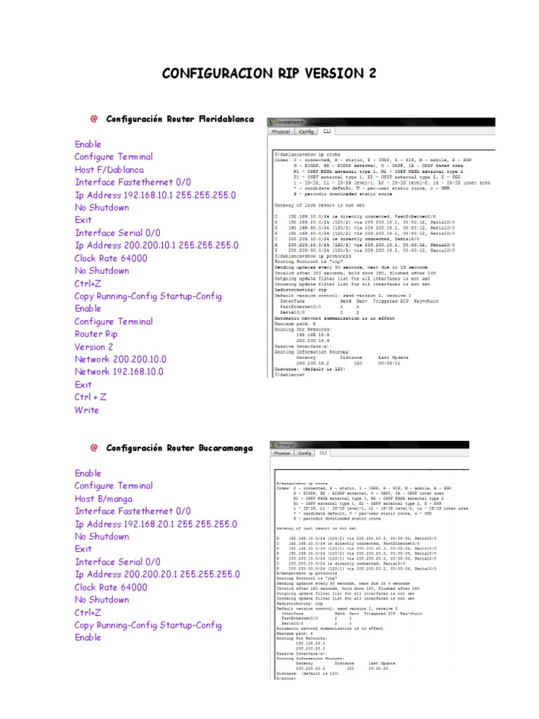 Configuración de RIP v2 en Routers | PDF | Computers