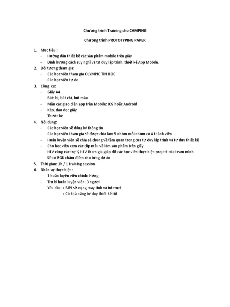 CAMPING Training | PDF