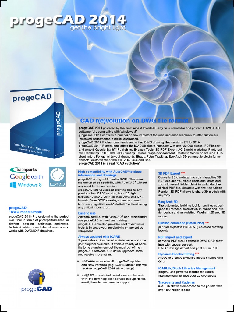 Brochure Progecad 2014 Professional - English | PDF | Auto Cad | Portable Document Format