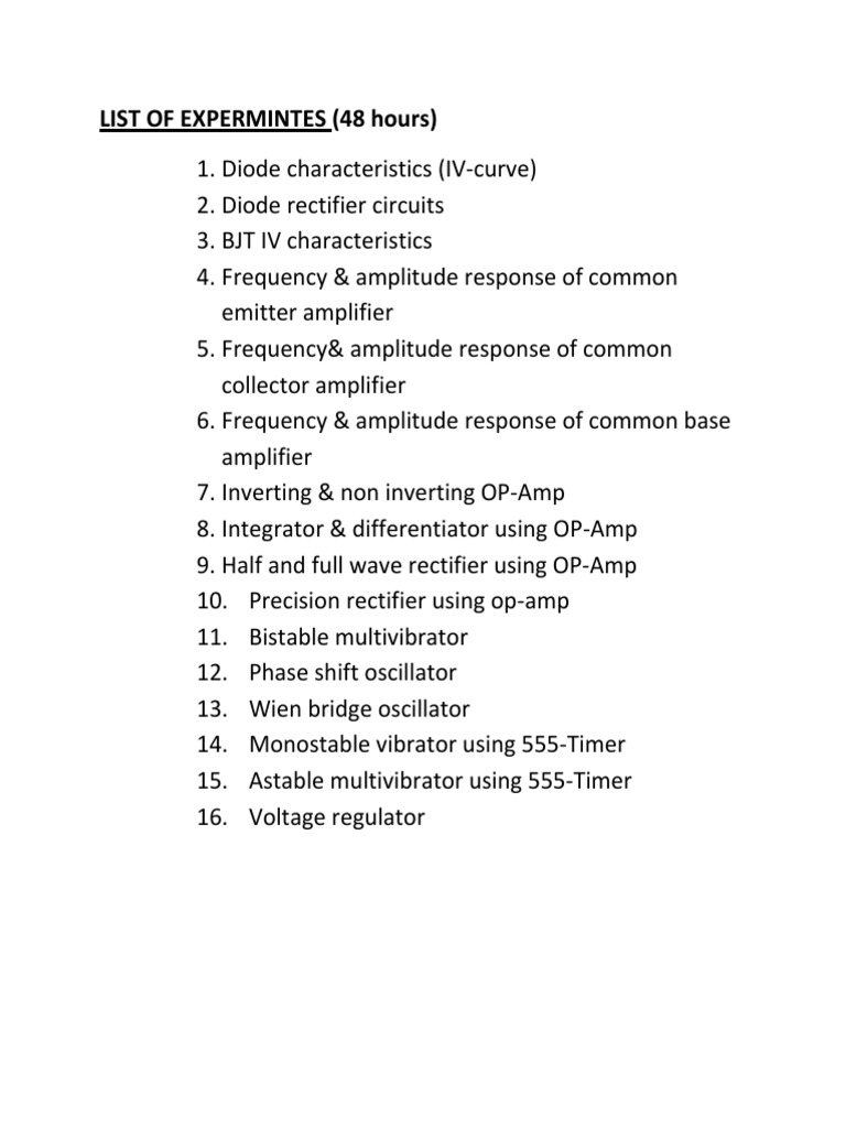Electronics Lab Experiments Guide | PDF | Home & Garden