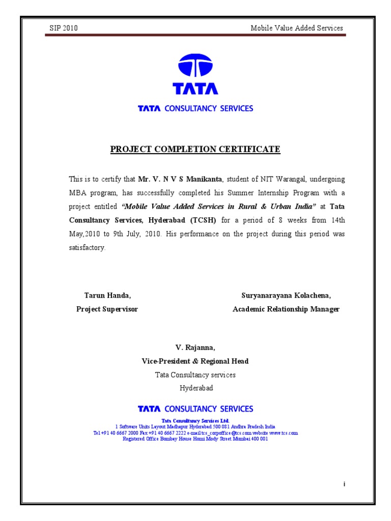 Mobile Vas - Tcs Project Report | PDF | Mobile Phones | E Commerce