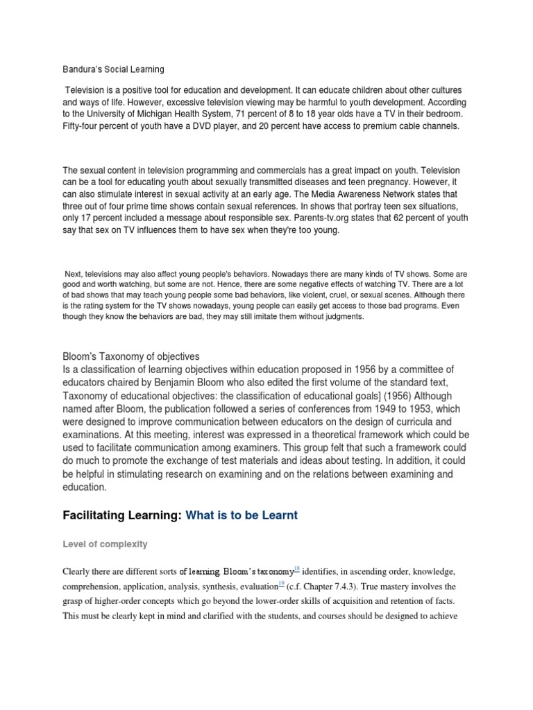 Facilitating Learning:: What Is To Be Learnt | PDF | Curriculum | Cognition