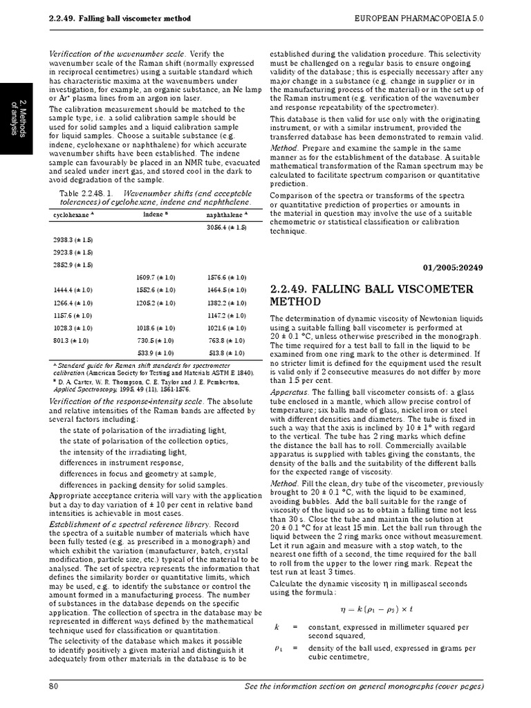 2.2.49. Falling Ball Viscometer Method | PDF | Chemistry | Physical ...