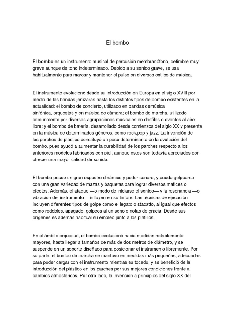 El Bombo | PDF | Instrumentos musicales | Teoría musical