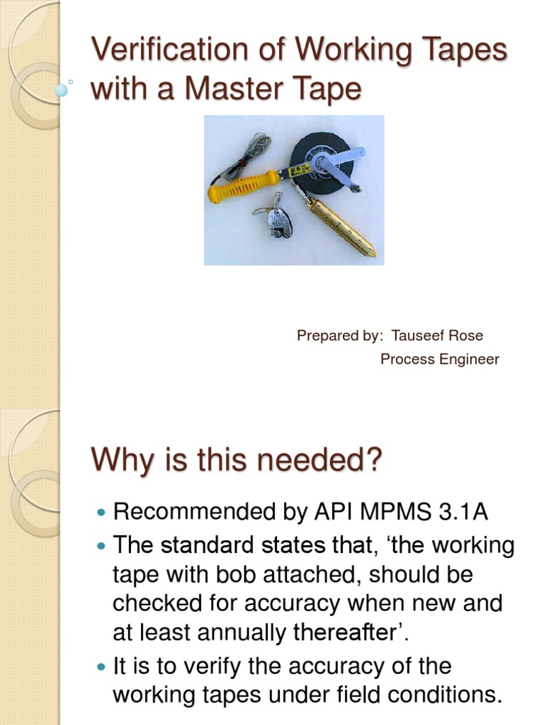 Verification of Working Tapes With A Master Tape | PDF | Verification And Validation | Calibration