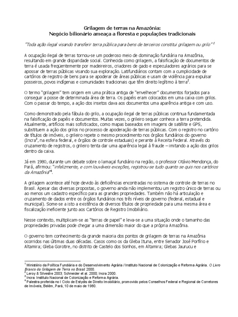 Grilagem | PDF | Brasil | Terra