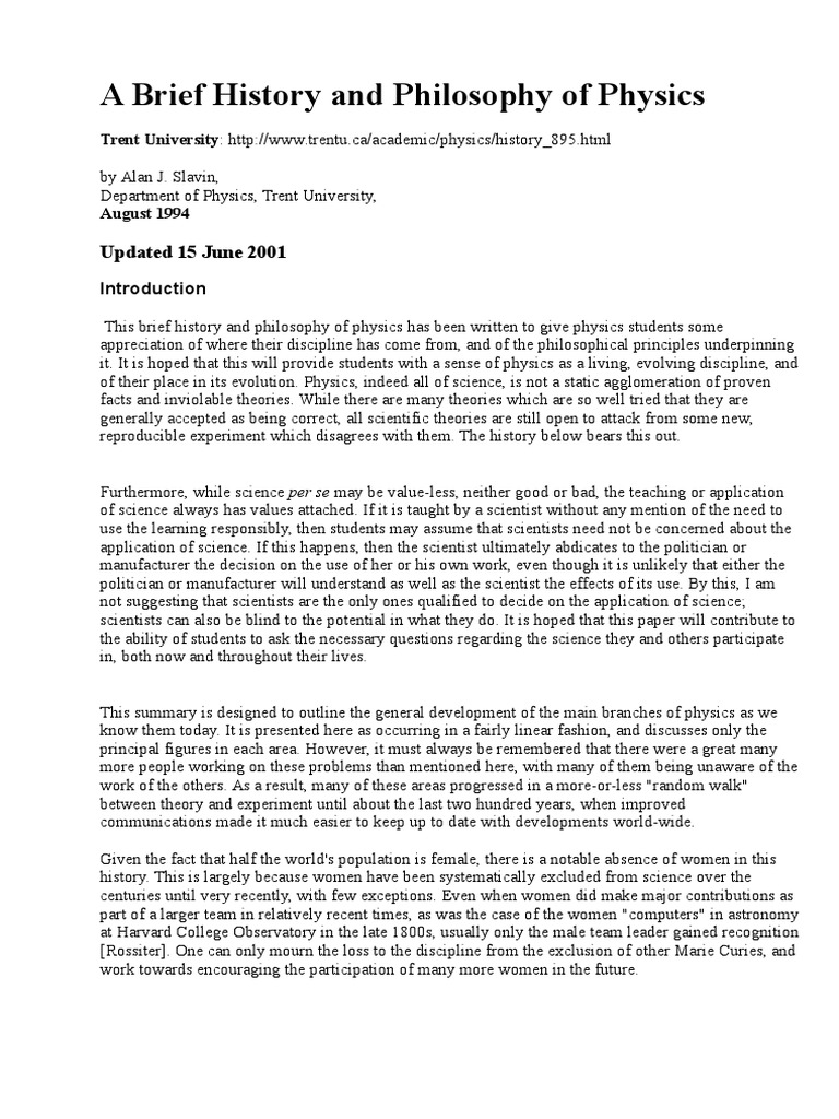 A Brief History and Philosophy of Physics | PDF | Heat | Thermodynamics