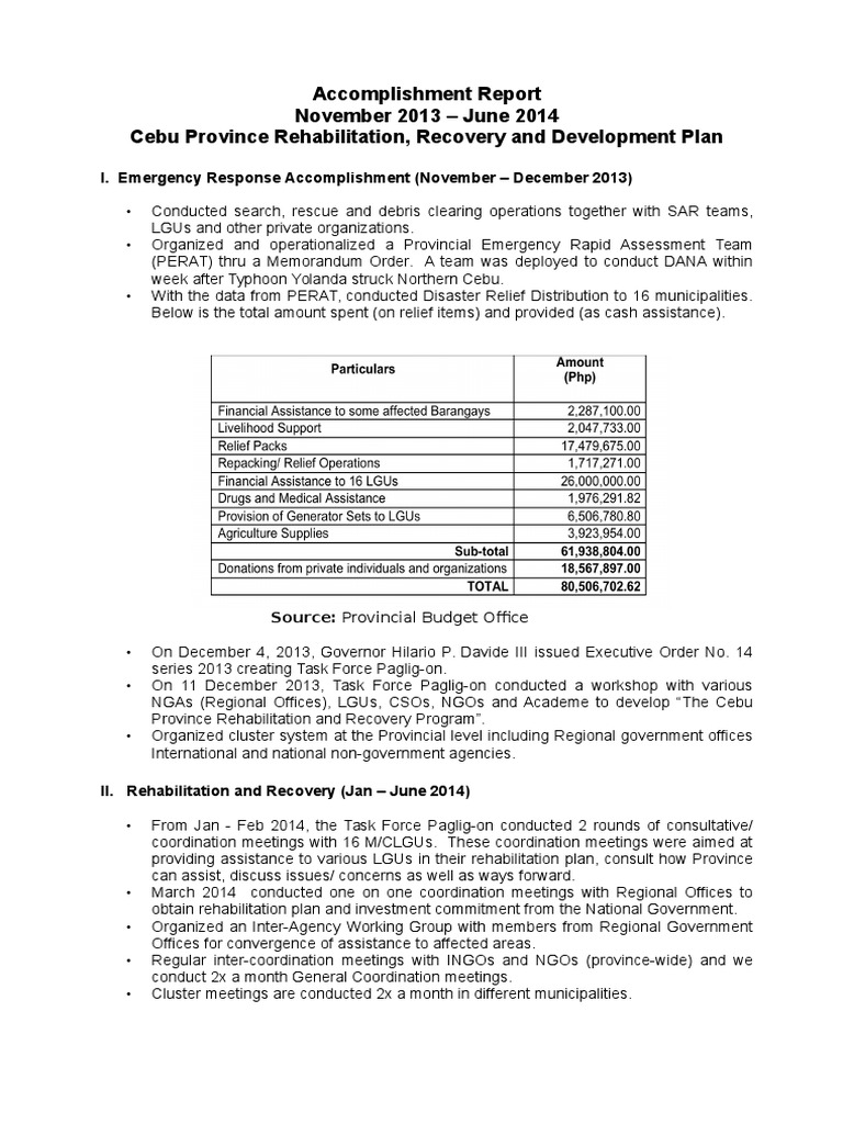 Accomplishment Report - Nov 2013 To June 2014 | PDF | Horticulture And ...