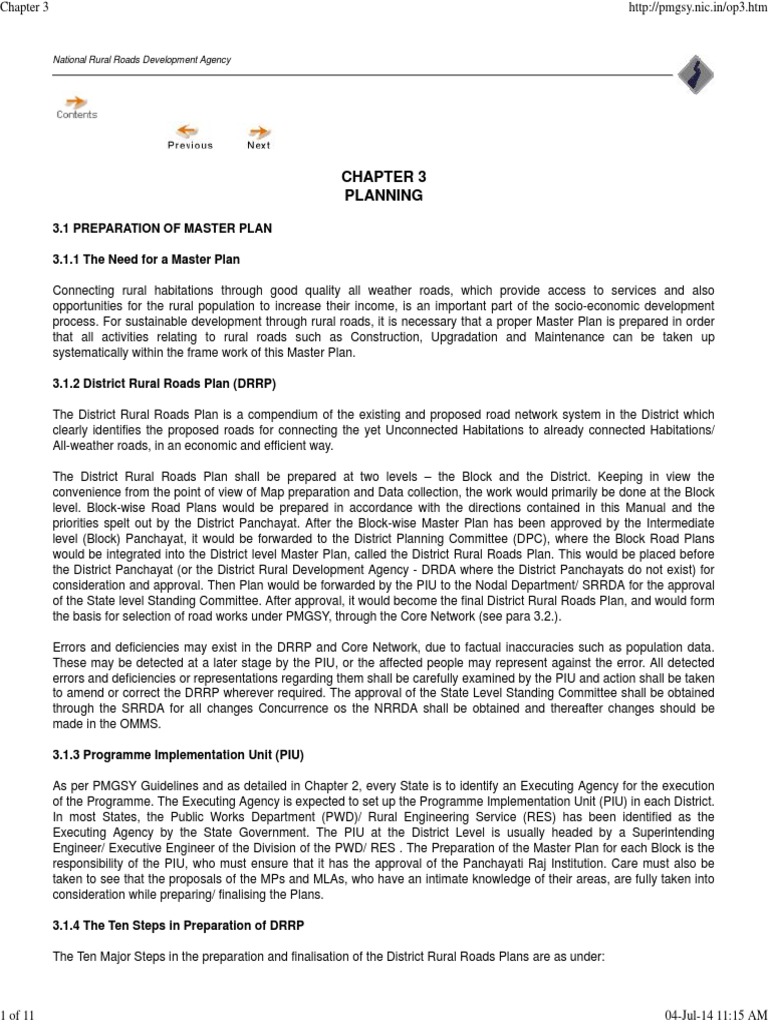 Planning: 3.1 Preparation of Master Plan 3.1.1 The Need For A Master ...