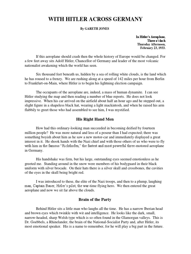 Hitler's Election Campaign Flight | PDF | Adolf Hitler | Joseph Goebbels