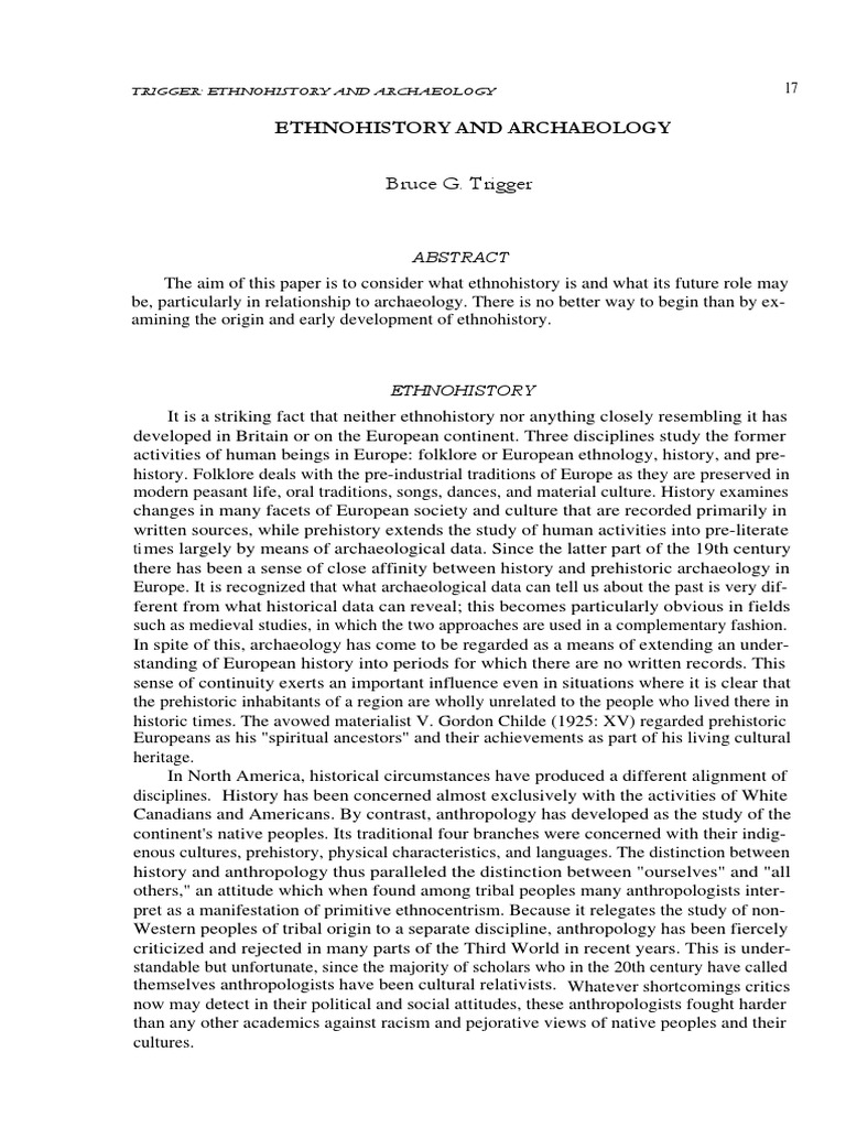 Trigger: Ethnohistory Links Archaeology to Native History | PDF ...