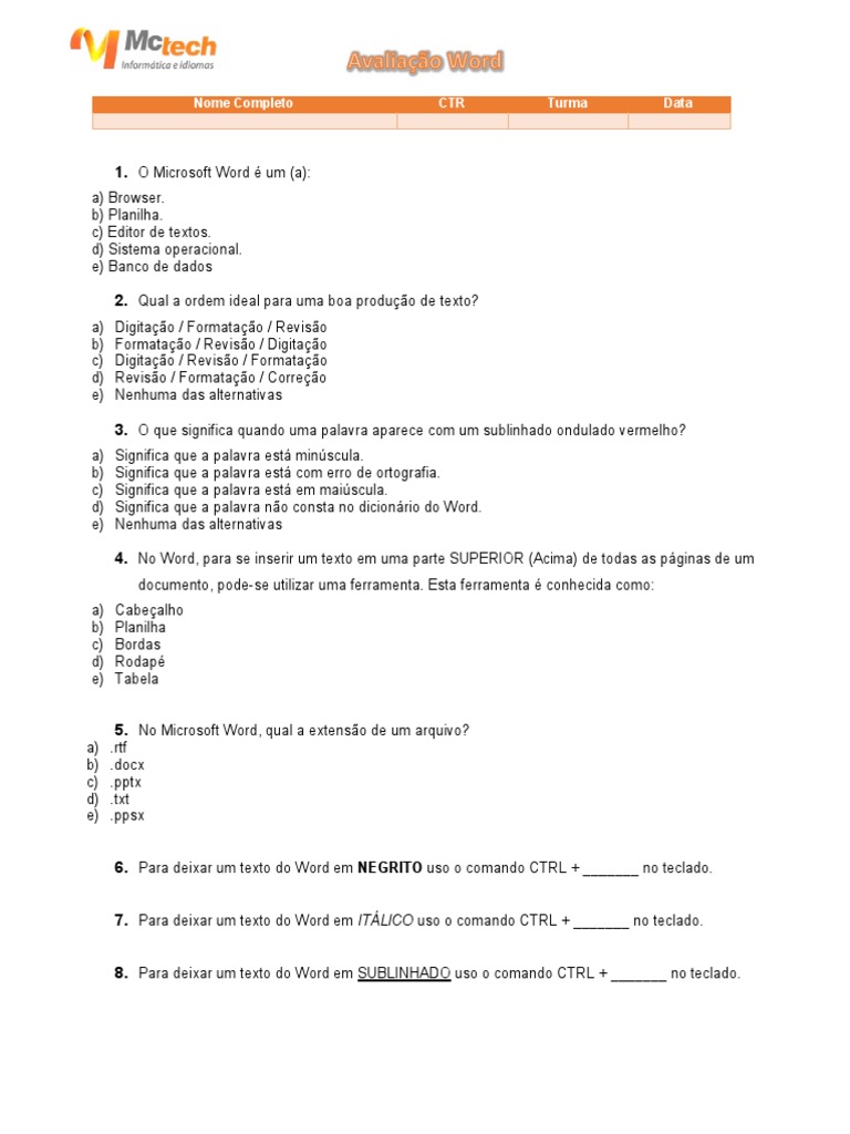 Prova Word.pdf | Arquivo de Texto | Texto