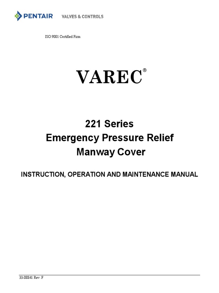 Varec: Vapor Control Inc. 221 Series Emergency Pressure Relief Manway ...