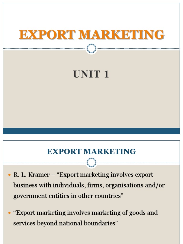 Export Marketing: Unit 1 | PDF | Exports | Marketing
