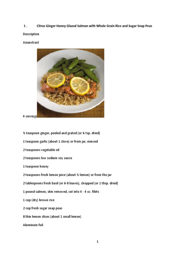 Citrus Ginger Salmon with Rice & Peas | PDF | Kebab | Zucchini