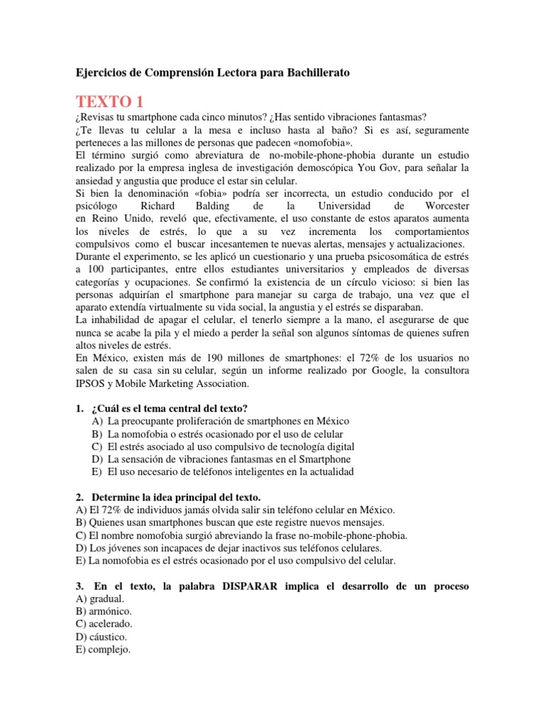 Ejercicios de Comprensión Lectora para Bachillerato | PDF | Pseudociencia | Leonardo Da Vinci
