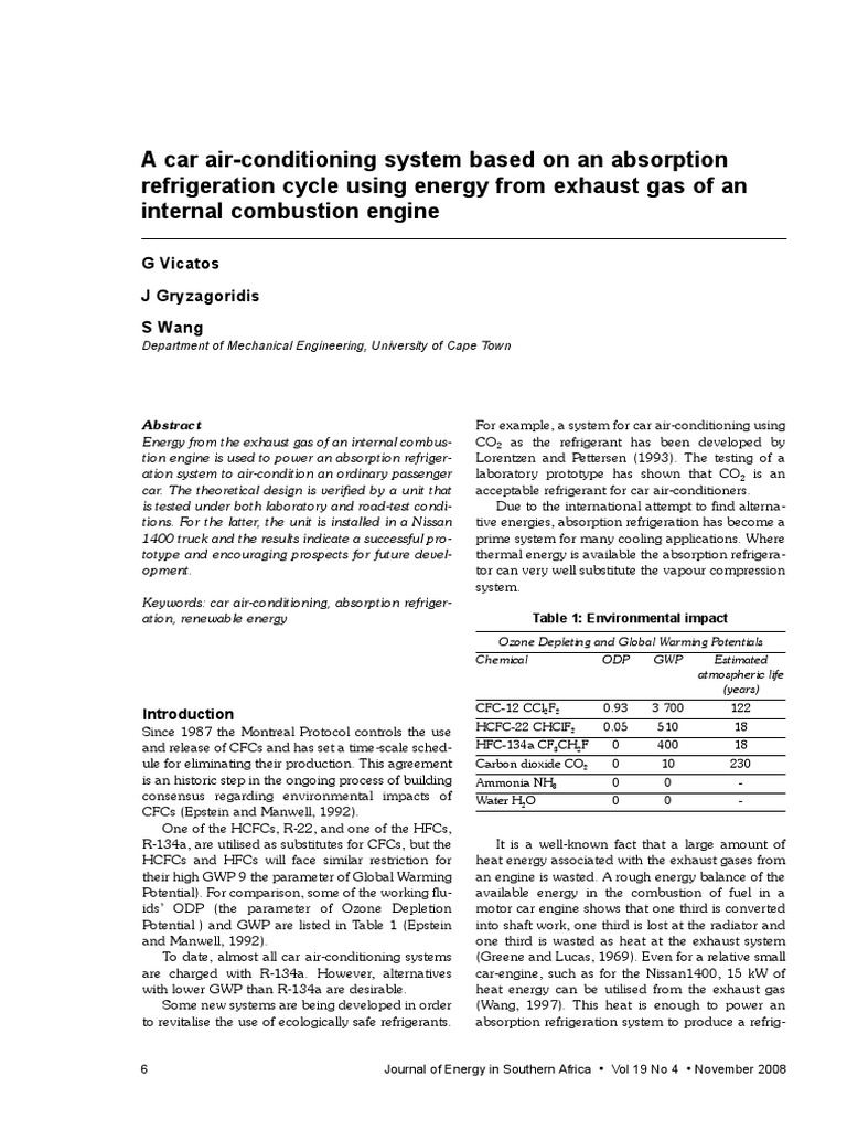 A Car Air-Conditioning System Based On An Absorption Refrigeration ...