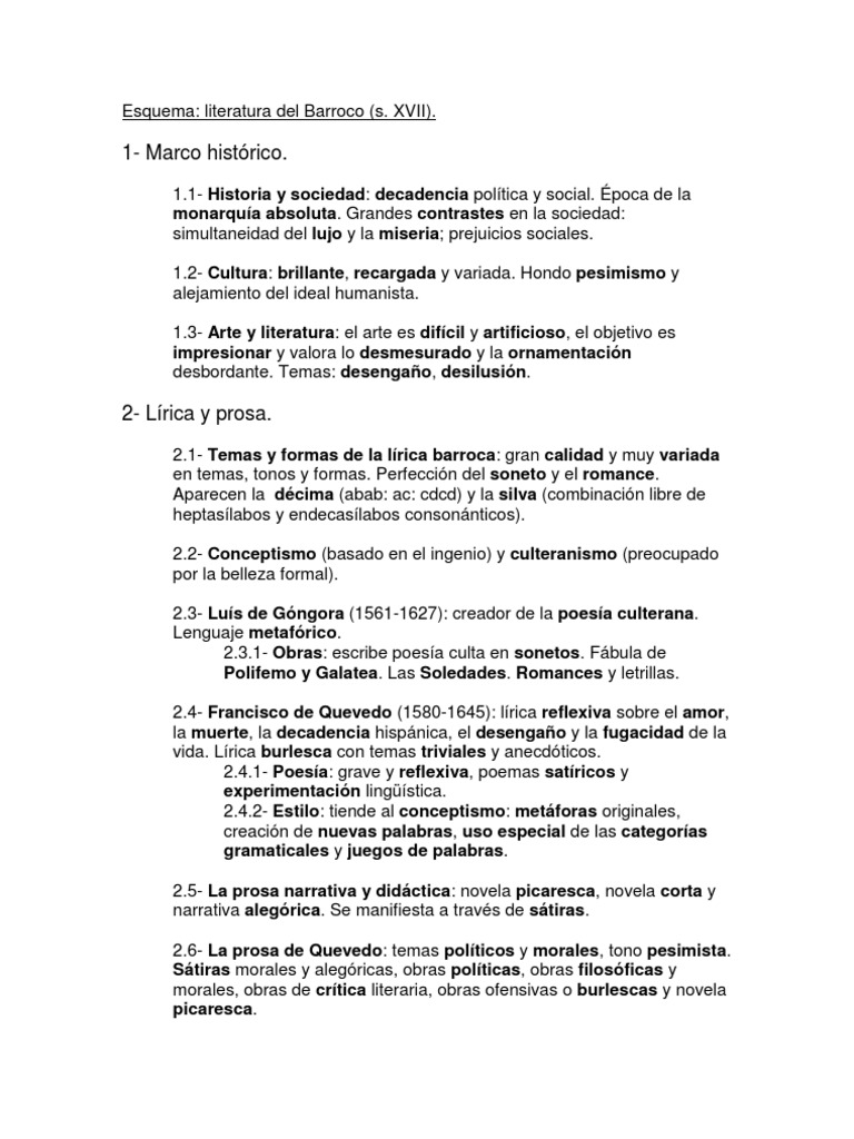 Esquema Barroco | PDF | Barroco | Comedia