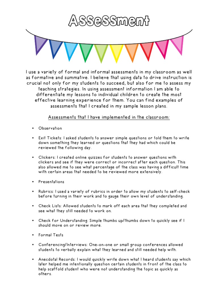 Effective Classroom Assessment Strategies | PDF