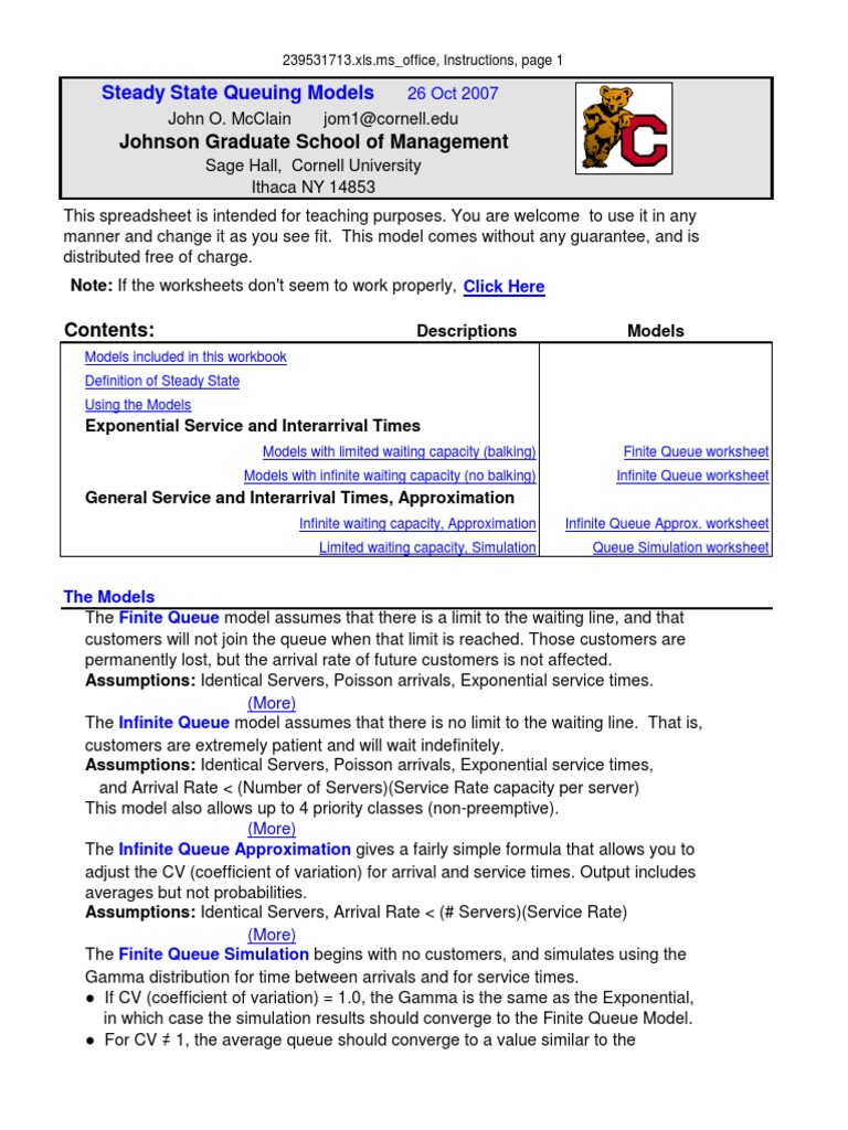 Queuing Models for Educators | PDF | Coefficient Of Variation ...