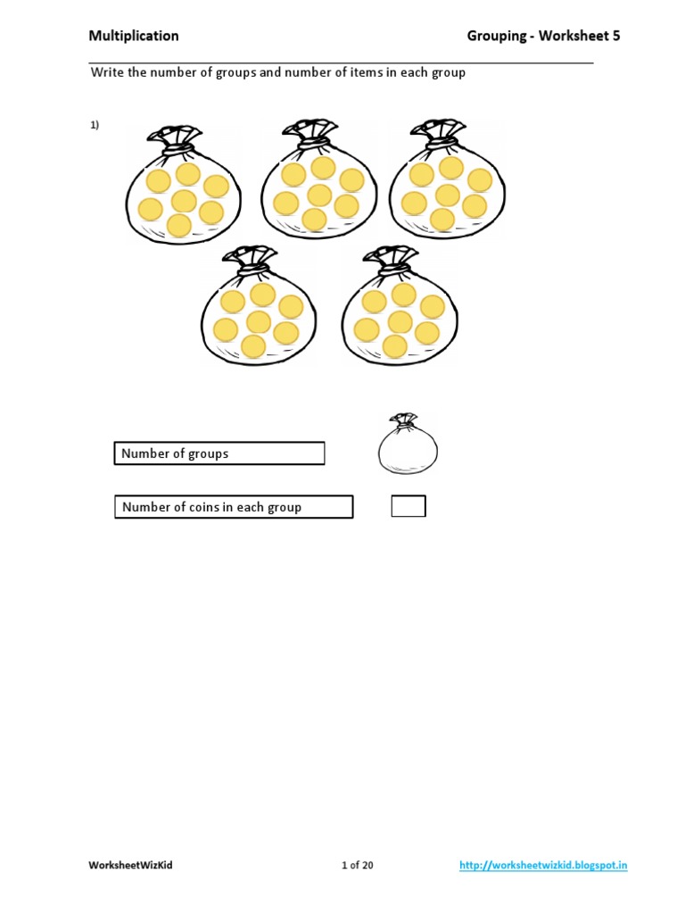 Multiplication Grouping - Worksheet 5: Write The Number of Groups and ...