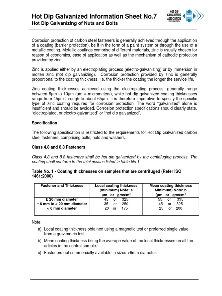 Hot Dip Galvanizing | PDF | Galvanization | Zinc