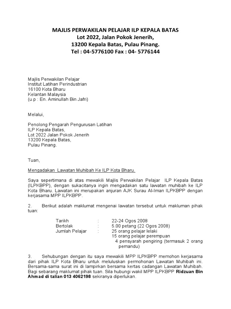 Surat Rasmi Ke ILPKB | PDF | Ilmu Sosial