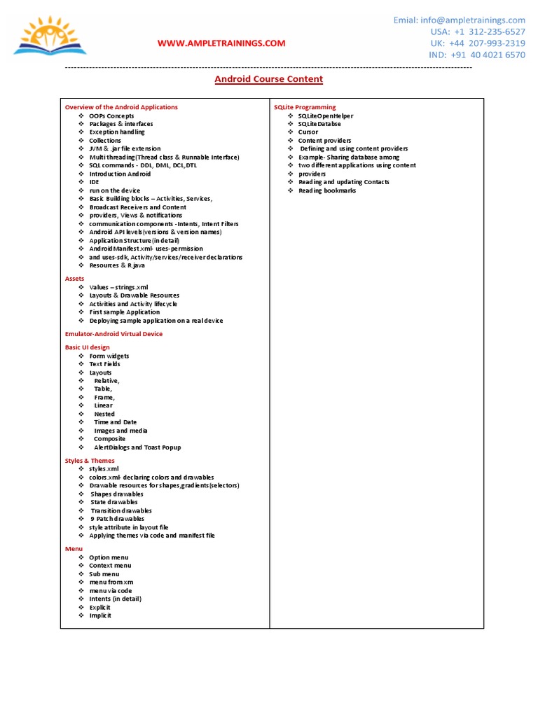 Android Development Course Guide | PDF | Art | Computers
