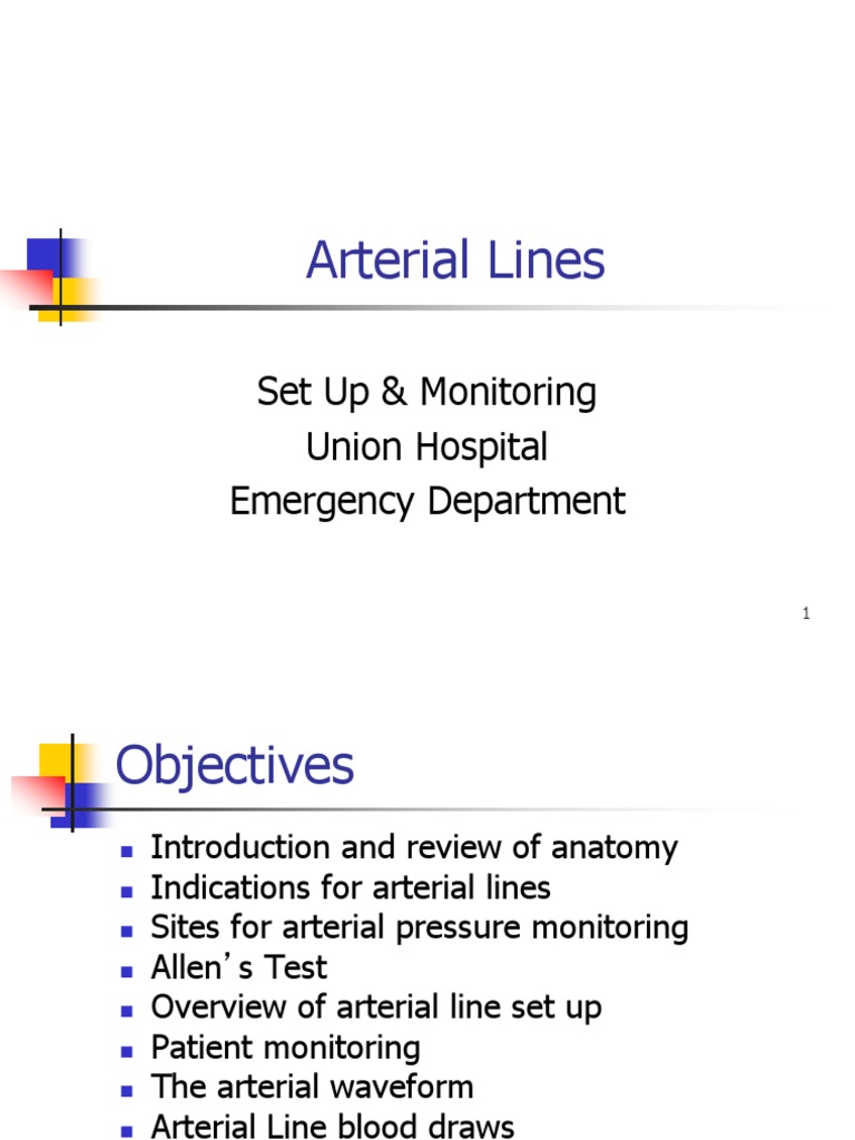 Arterial Line Setup and Monitoring Guide | PDF | Blood Pressure | Artery