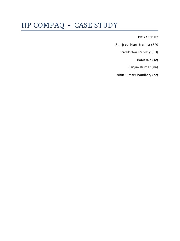 HP Compaq - Case Study | PDF | Hewlett Packard | Mergers And Acquisitions