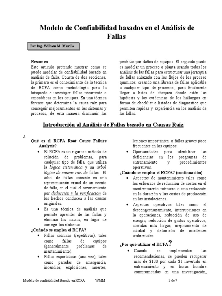 Modelo Confiabilidad RCFA | PDF | Science | Tecnología (general)
